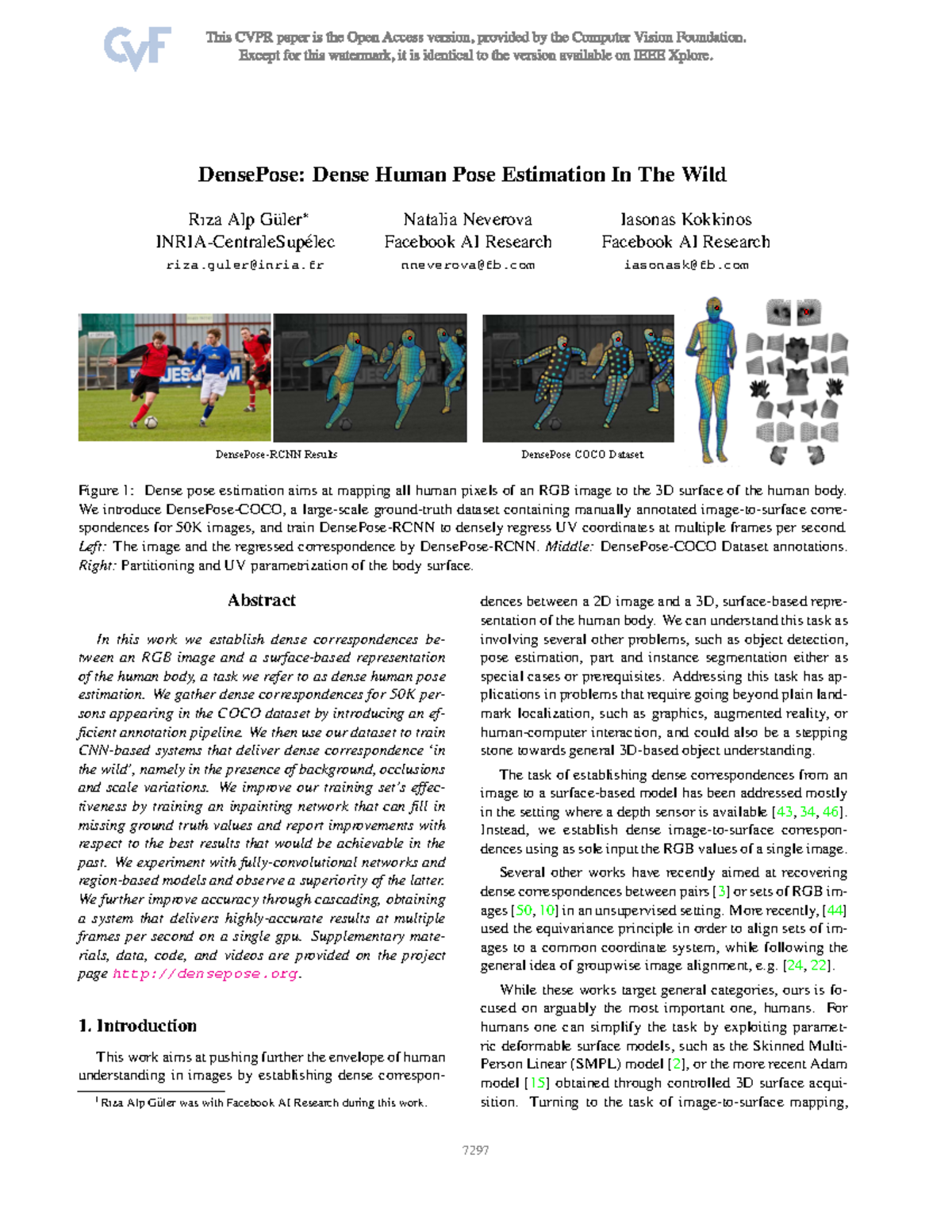 Deeppose Estimation In Wild Densepose Dense Human Pose Estimation In The Wild Rıza Alp G