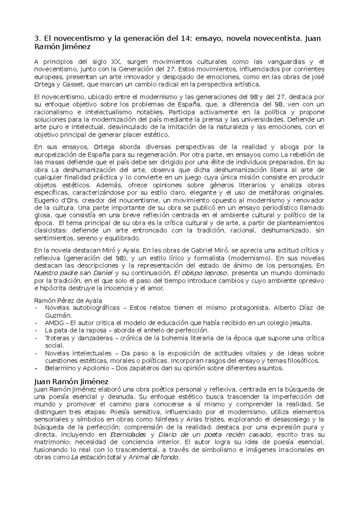 3. El novecentismo y la generación del 14. Juan Ramón Jiménez - 3. El ...