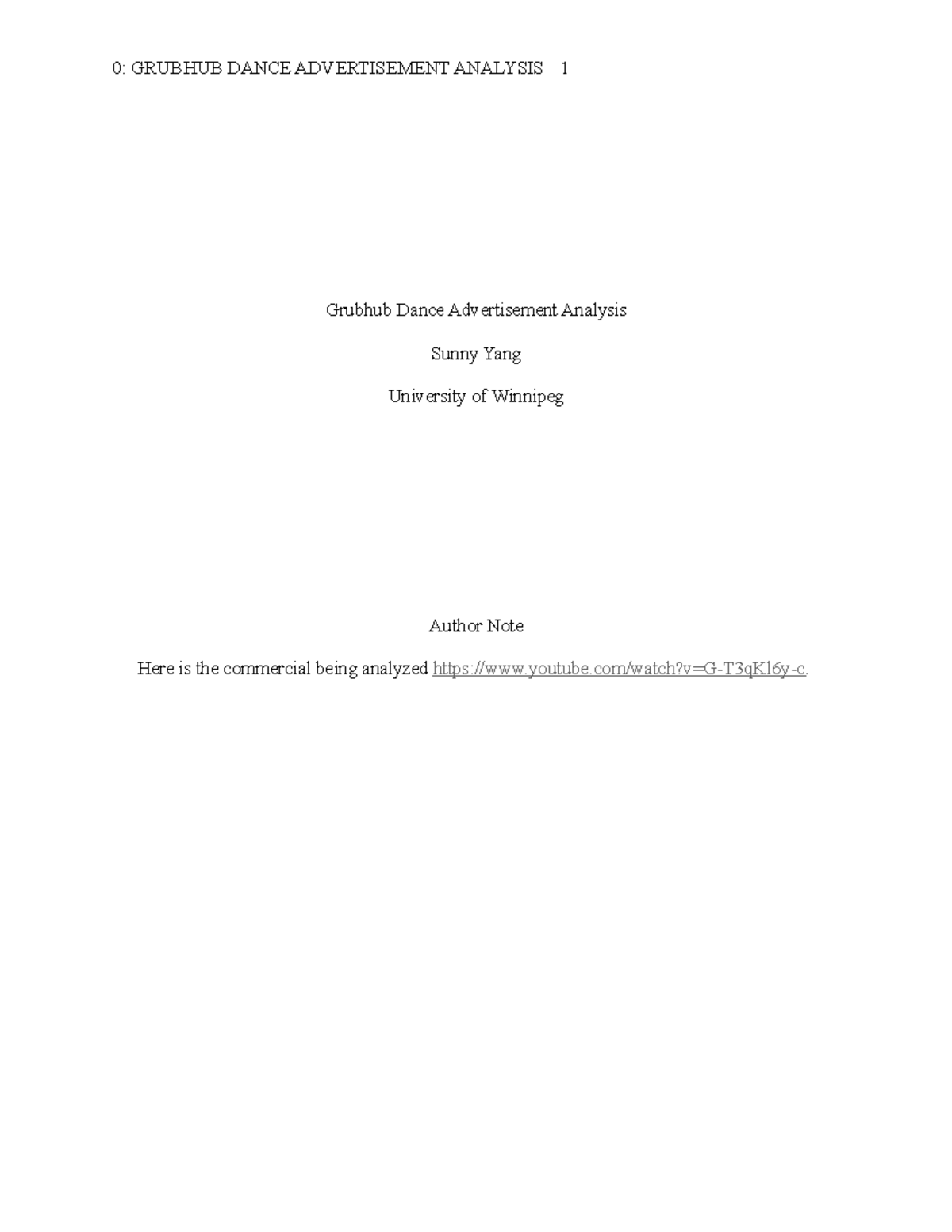 Analysis-SY - Advertisement Analysis for business 2 - 0: GRUBHUB DANCE ...