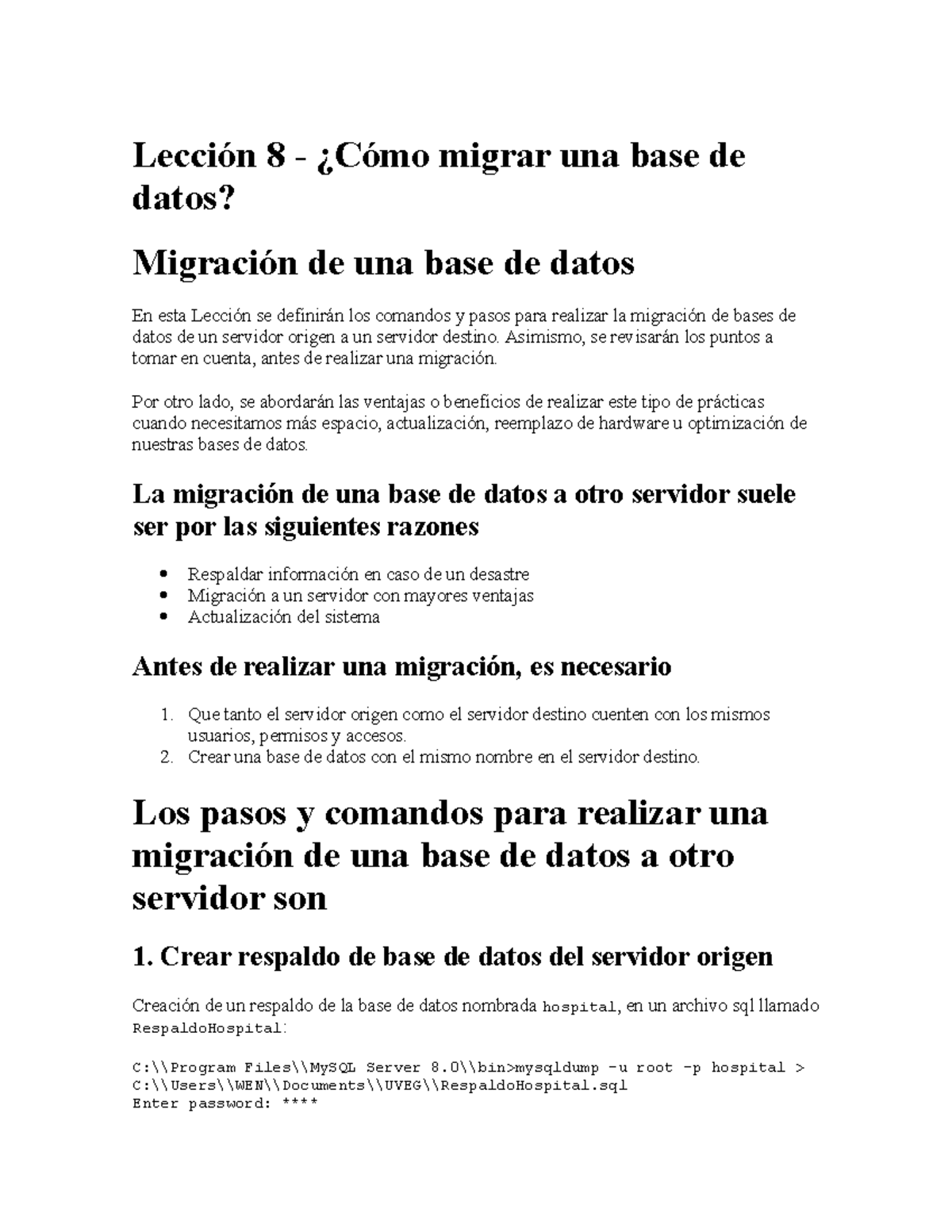 Lección 8 - ¿Cómo migrar una base de datos - Lección 8 - ¿Cómo migrar ...