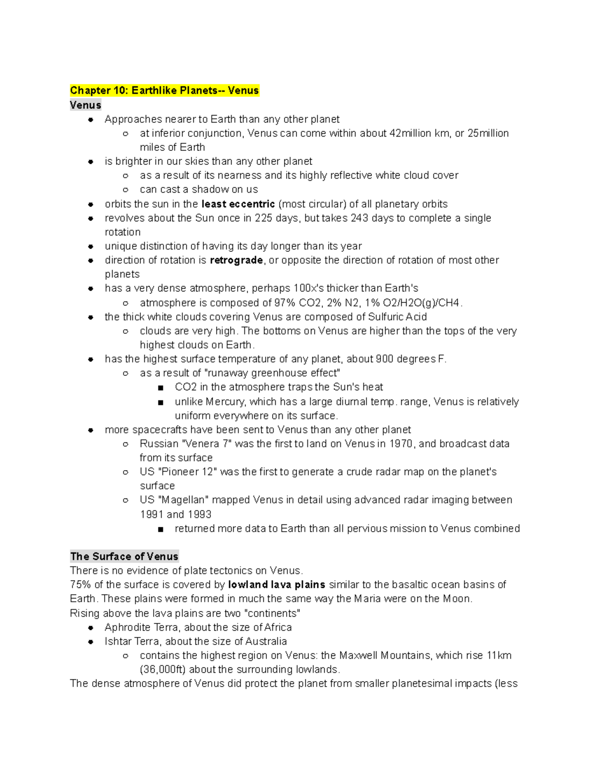 Chapter 10 Earthlike Planets - Venus - Chapter 10: Earthlike Planets ...