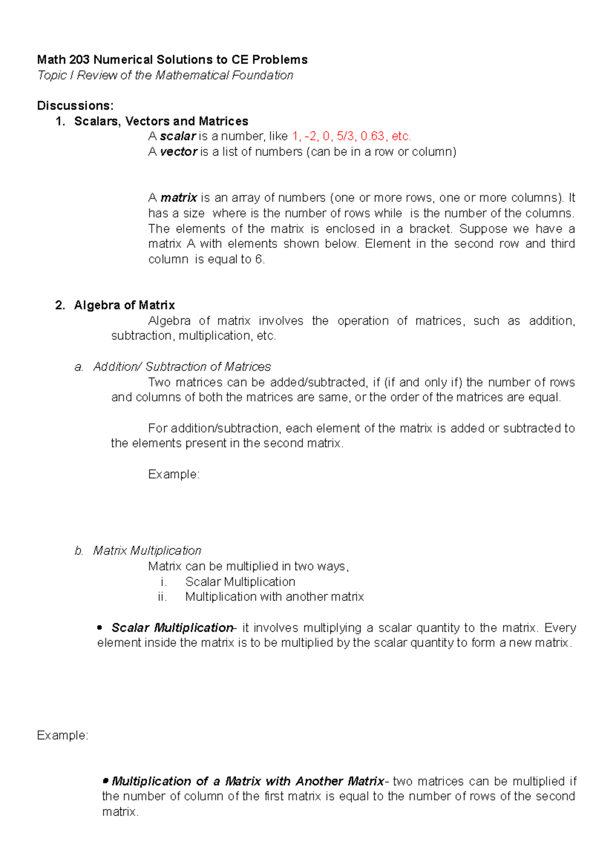 mathematics in the modern world - Math 203 Numerical Solutions to CE ...
