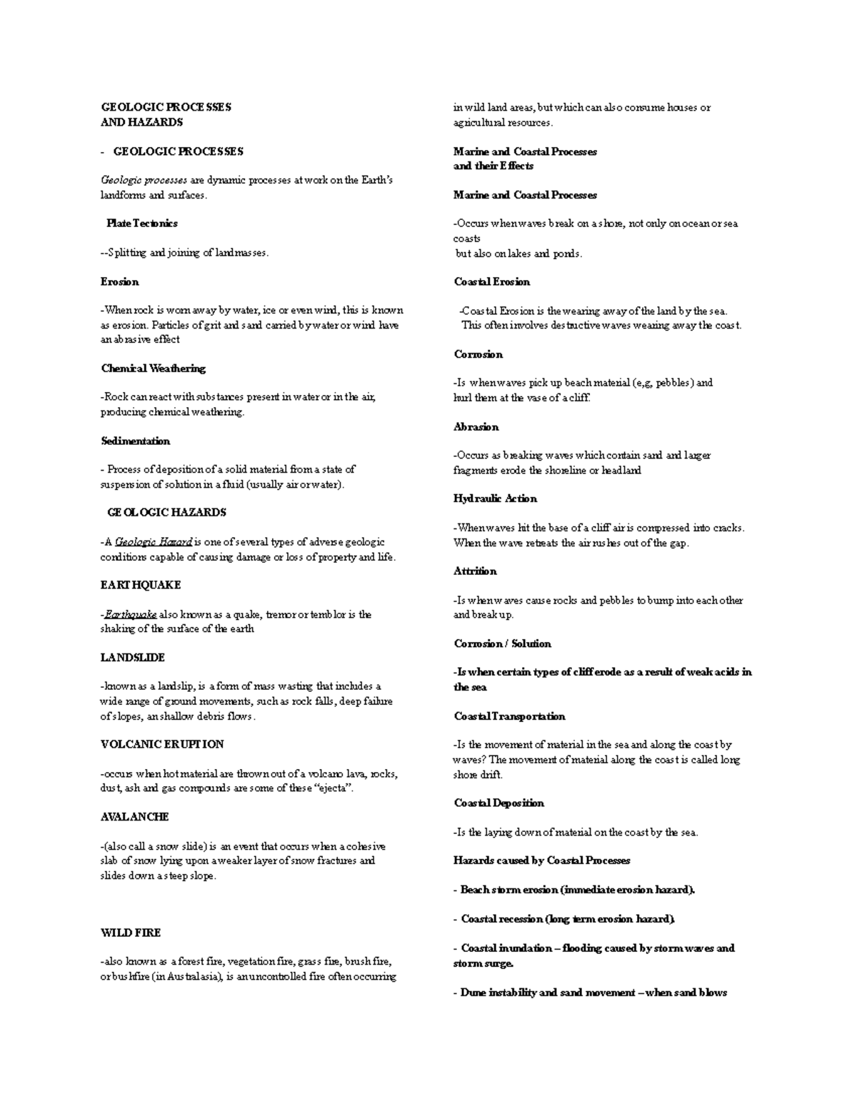 Reviewer - dsadasd asdas sadas ds - GEOLOGIC PROCESSES AND HAZARDS ...