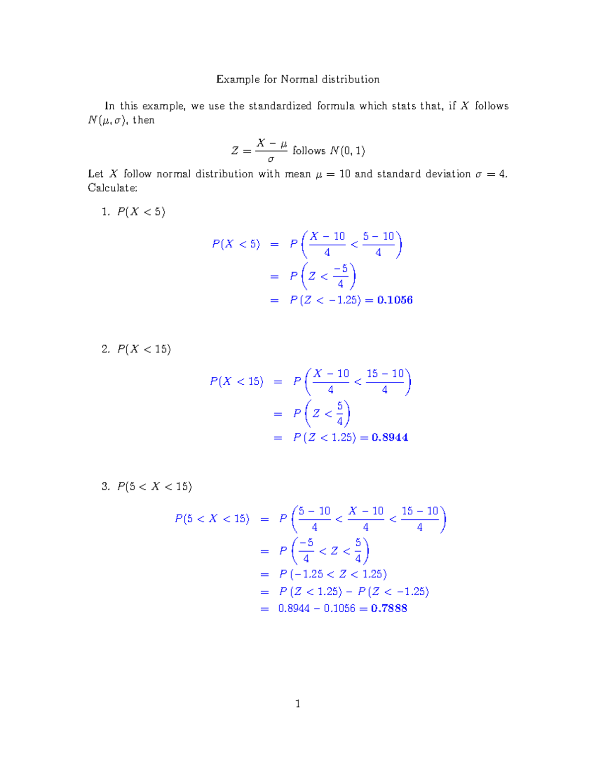 Normal Distribution - Example for Normal distribution In this example ...