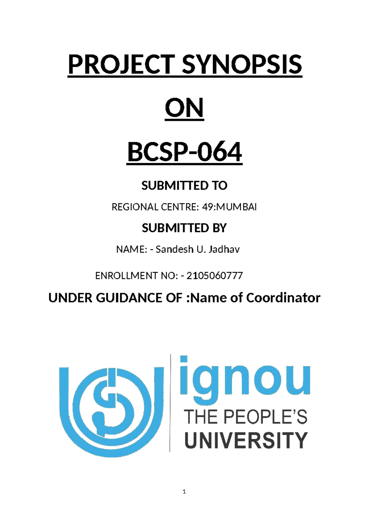 BCSP-064-synopsis-2105026366 - PROJECT SYNOPSIS ON BCSP- SUBMITTED TO ...