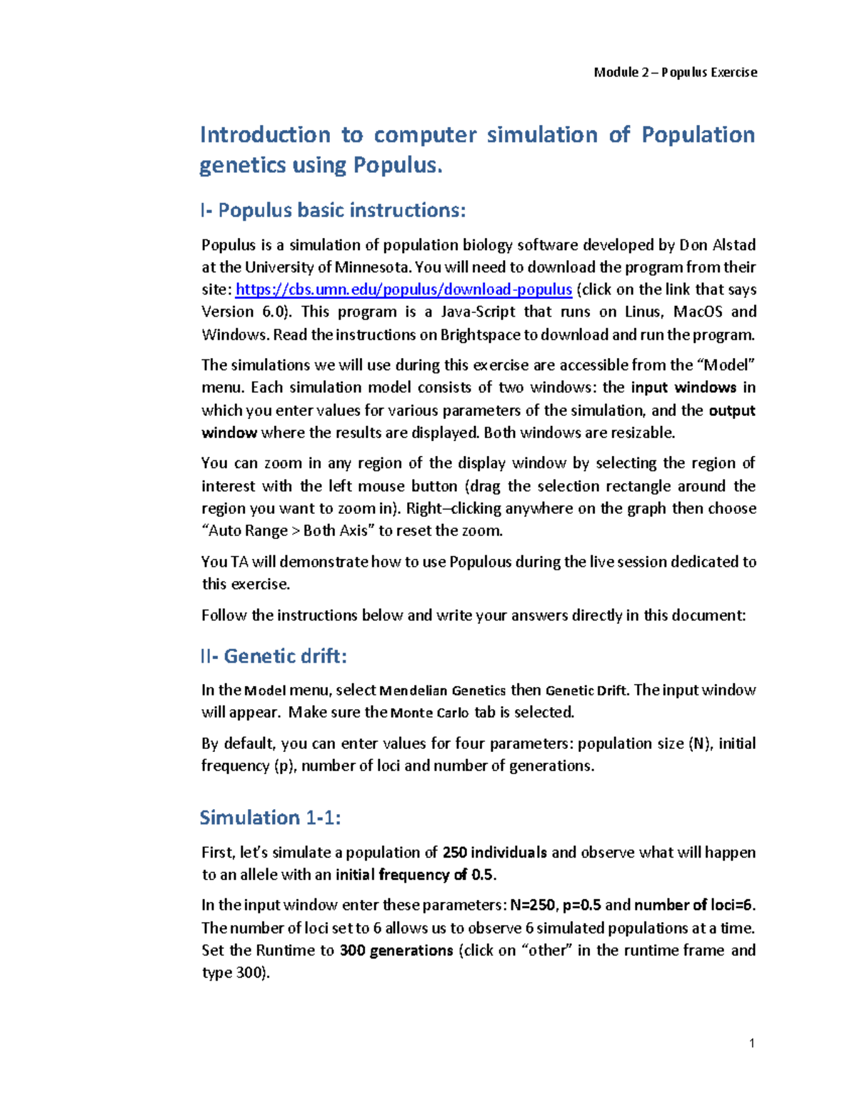BIO1140 Populus Lab - Introduction to computer simulation of Population ...