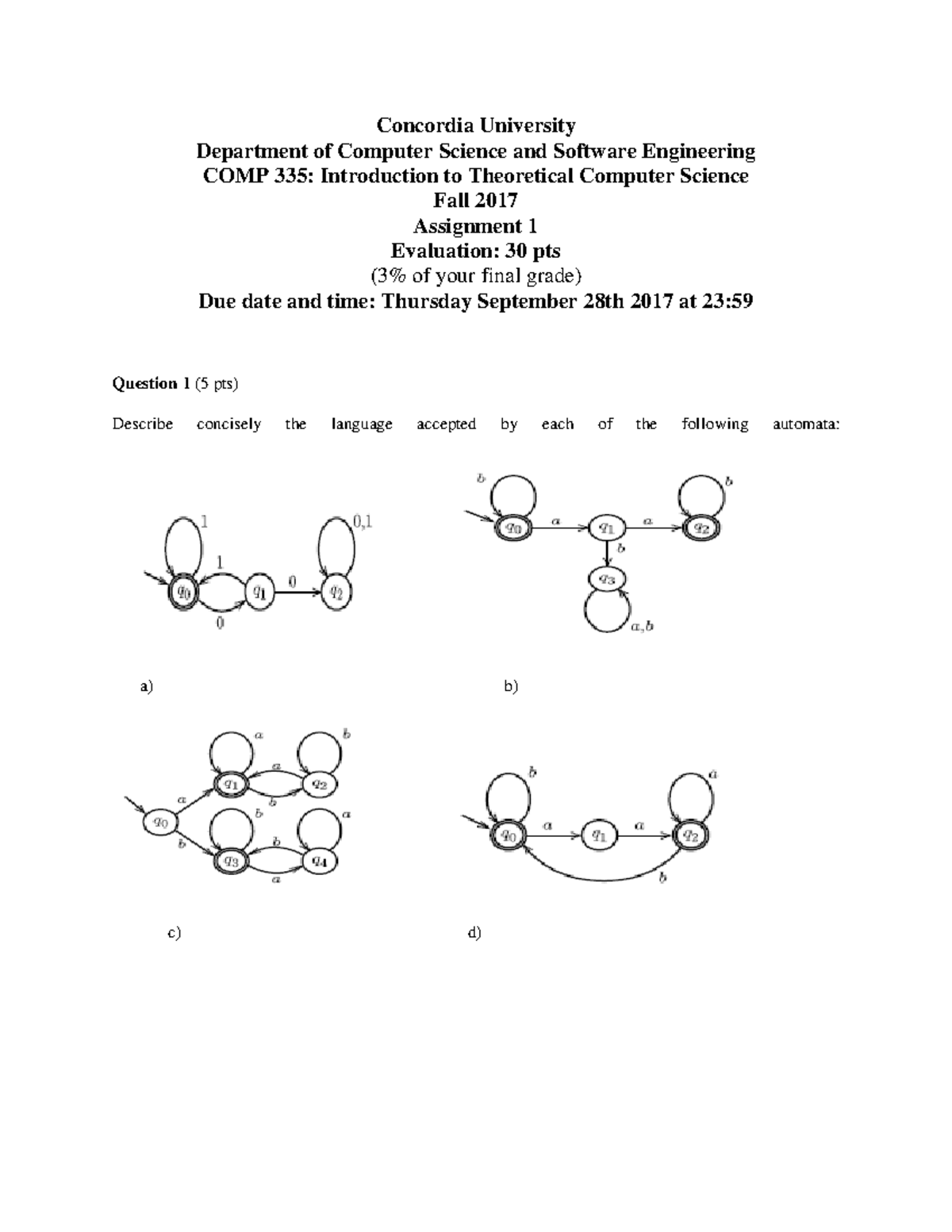 2017 Fall A1 Problems - practice - Concordia University Department of Computer Science and ...