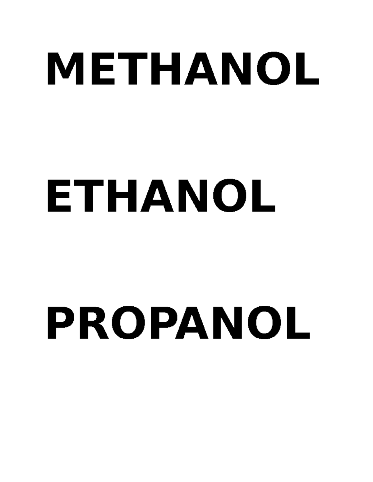 Names Chem - Physical Science - METHANOL ETHANOL PROPANOL BUTAN-1- OL ...