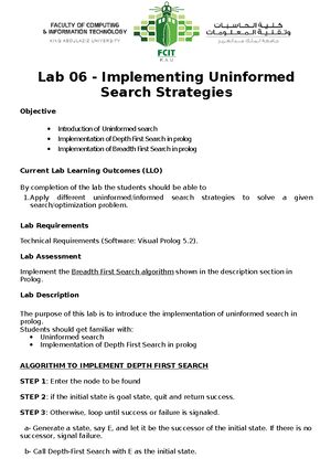 Lab 01 - Introduction to Prolog - Lab 01 - Introduction to Prolog Objective The purpose of this ...