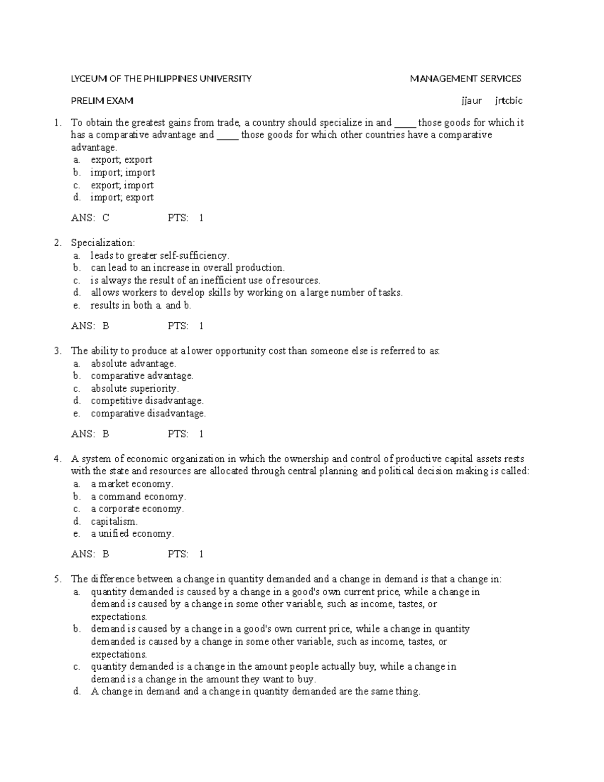 Prelim-LPU- Answer - nvchvj - LYCEUM OF THE PHILIPPINES UNIVERSITY ...