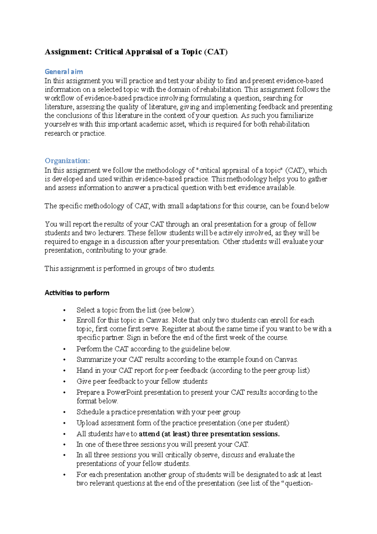 CAT Assignment Ti R2021 details what to do - Assignment: Critical ...
