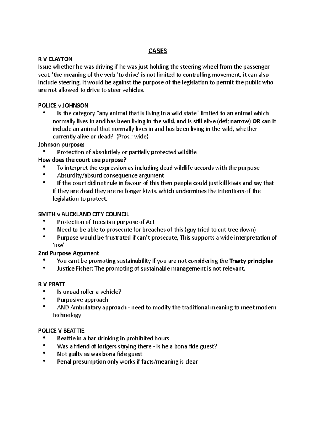 Cases - Summary Introduction to Statute Law - CASES R V CLAYTON Issue ...