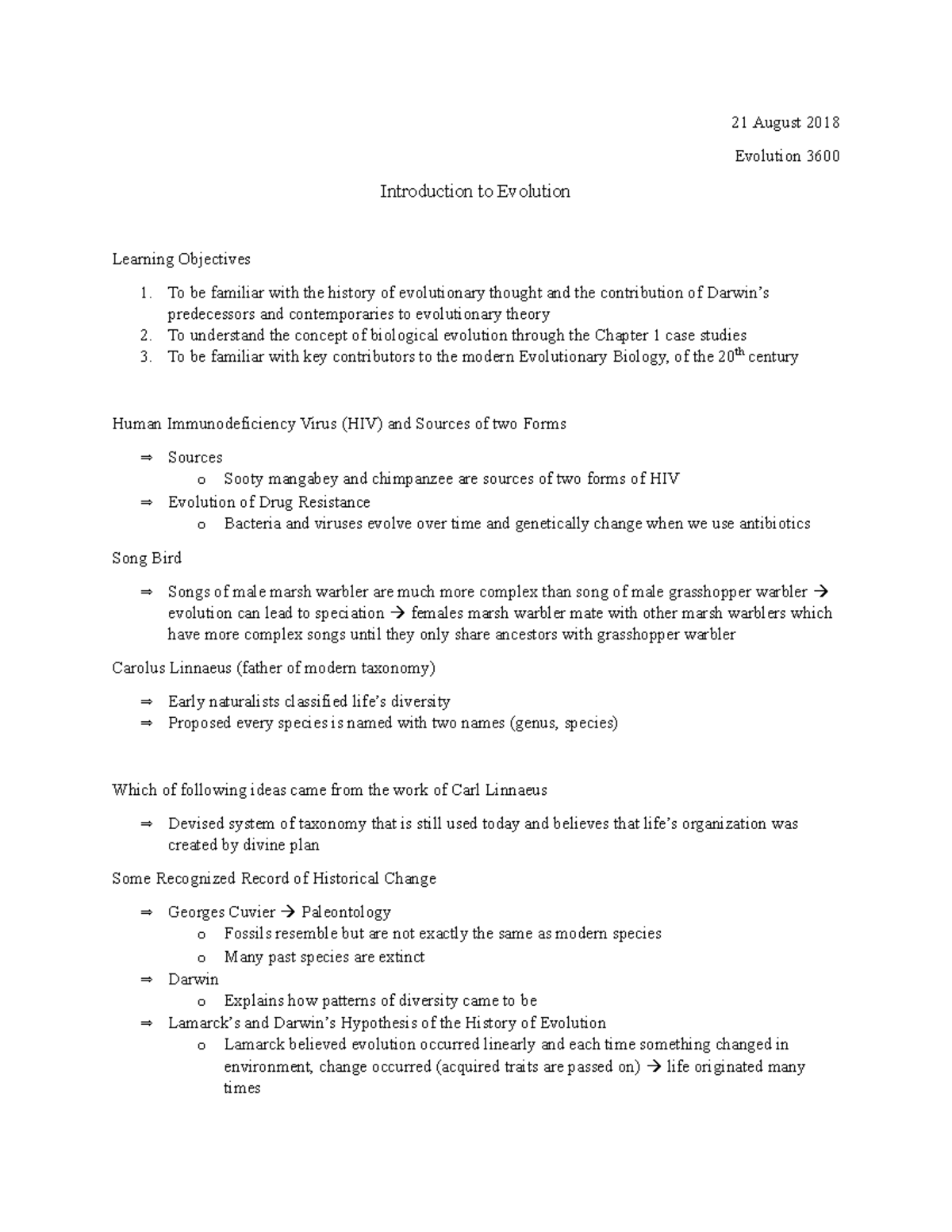 21 August - Evolution - 21 August 2018 Evolution 3600 Introduction to Evolution Learning ...