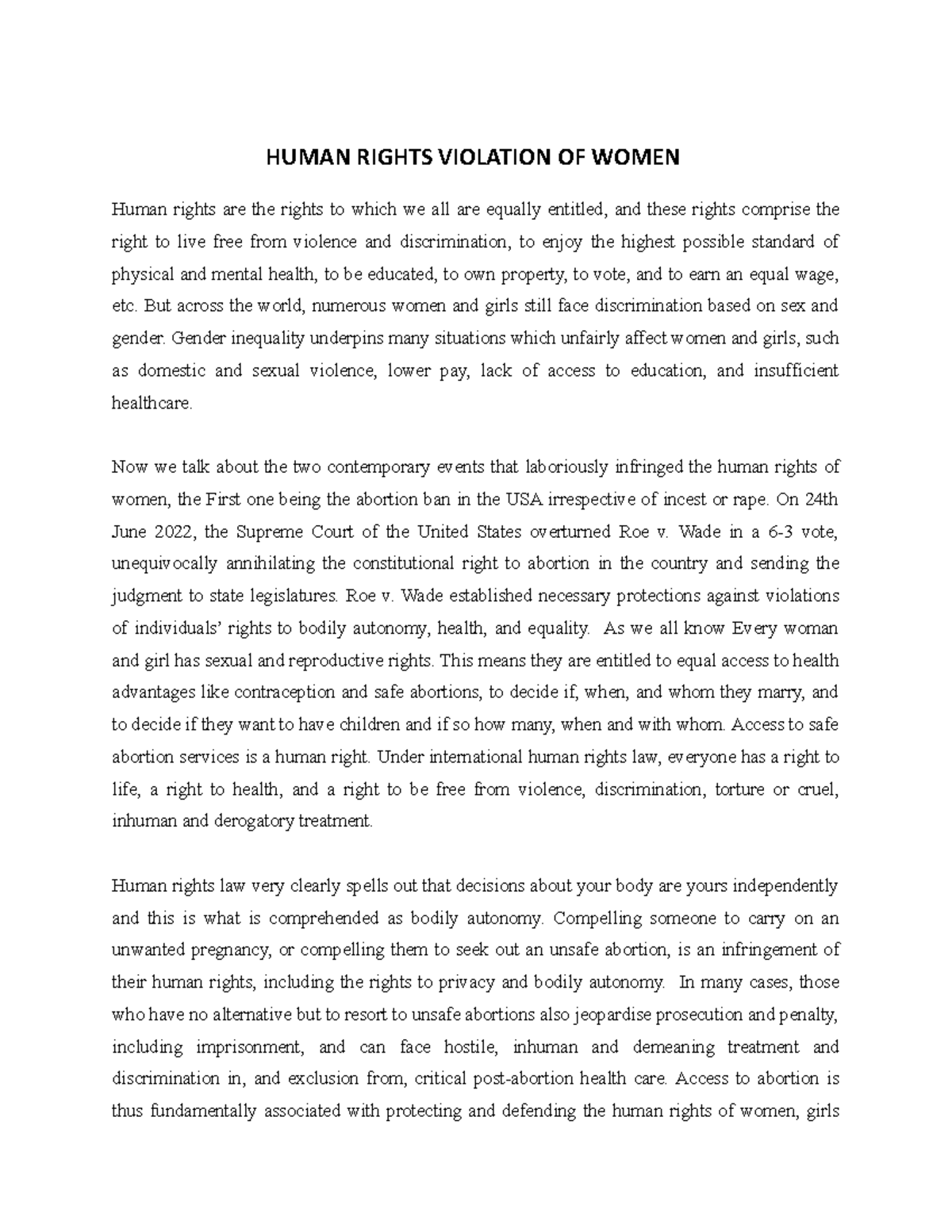 Human Rights Violation OF Women - HUMAN RIGHTS VIOLATION OF WOMEN Human ...