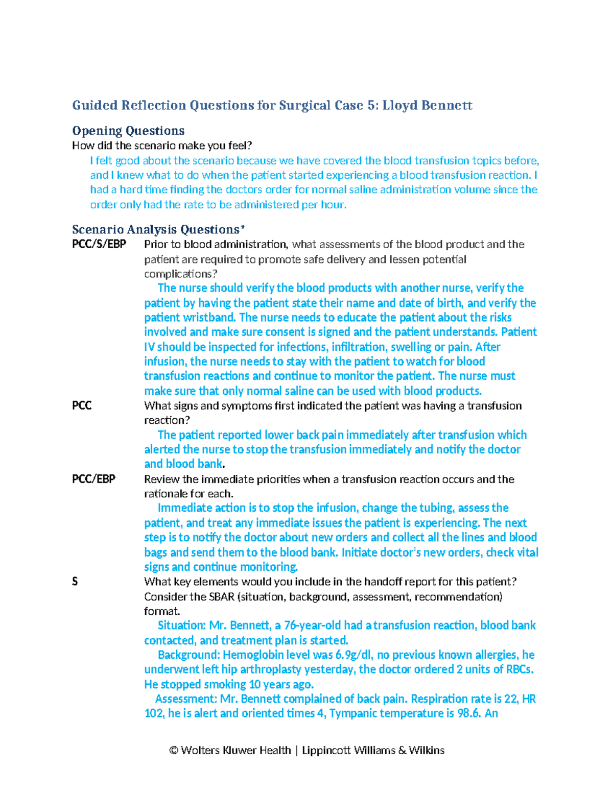 V Sim2 - hdodime - Guided Reflection Questions for Surgical Case 5: Lloyd Bennett Opening ...