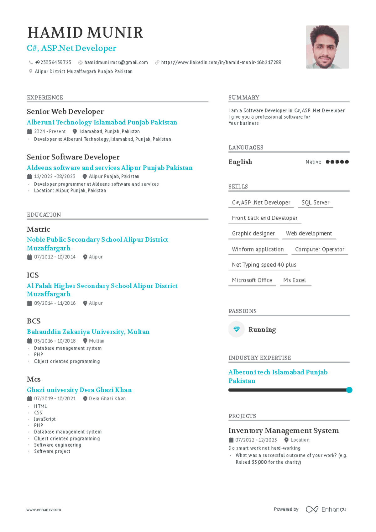Hamid Munir - Master of computer Science - HAMID MUNIR C#, ASP ...