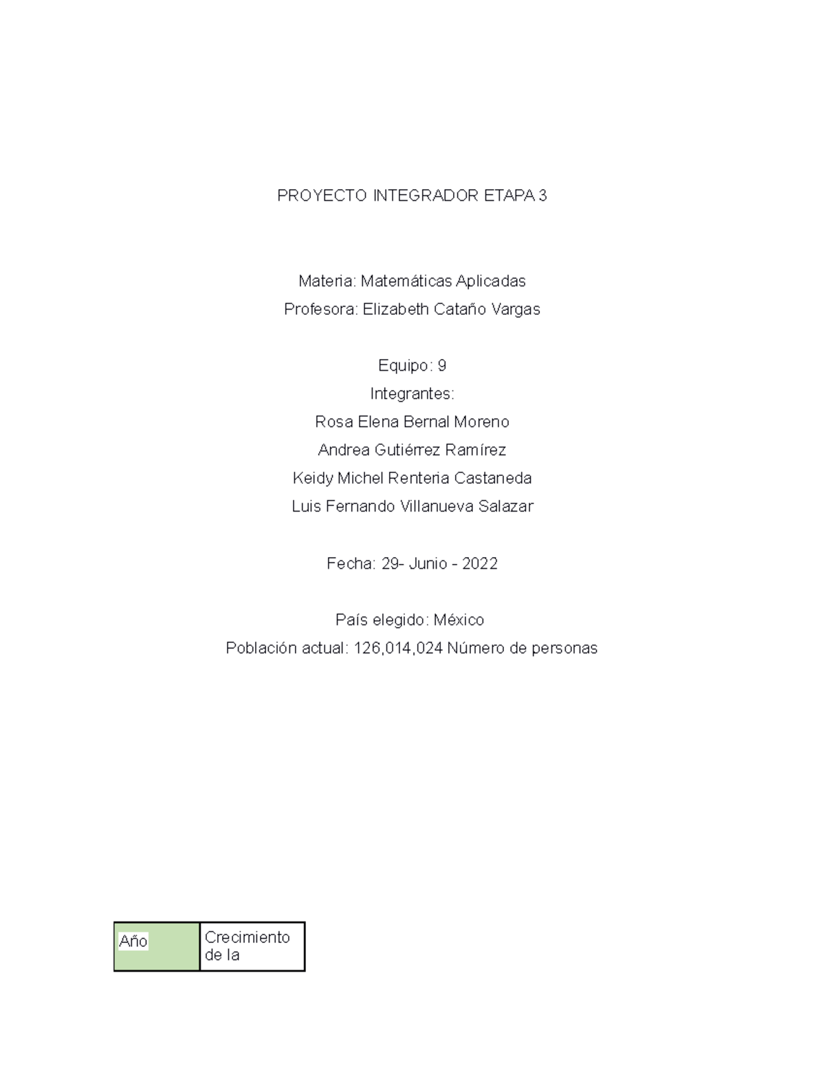 Proyecto Integrador Etapa 3 - PROYECTO INTEGRADOR ETAPA 3 Materia: Matemáticas Aplicadas ...