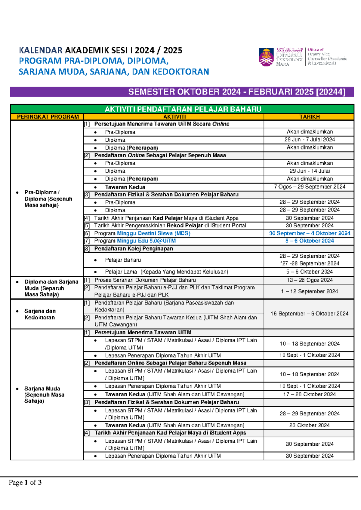 Kalendar akademik okt-feb2025 - Page 1 of 3 KALENDAR AKADEMIK SESI I ...