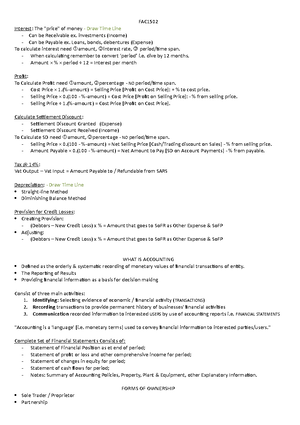 FAC1502 - unit 1-5 summary - FAC Unit 1 to 5 Summary The purpose of ...