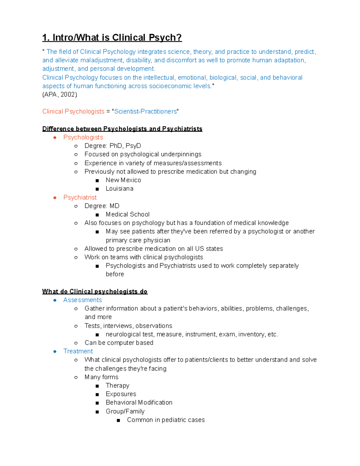 1. Intro What is Clinical Psych - 1. Intro/What is Clinical Psych? "The ...