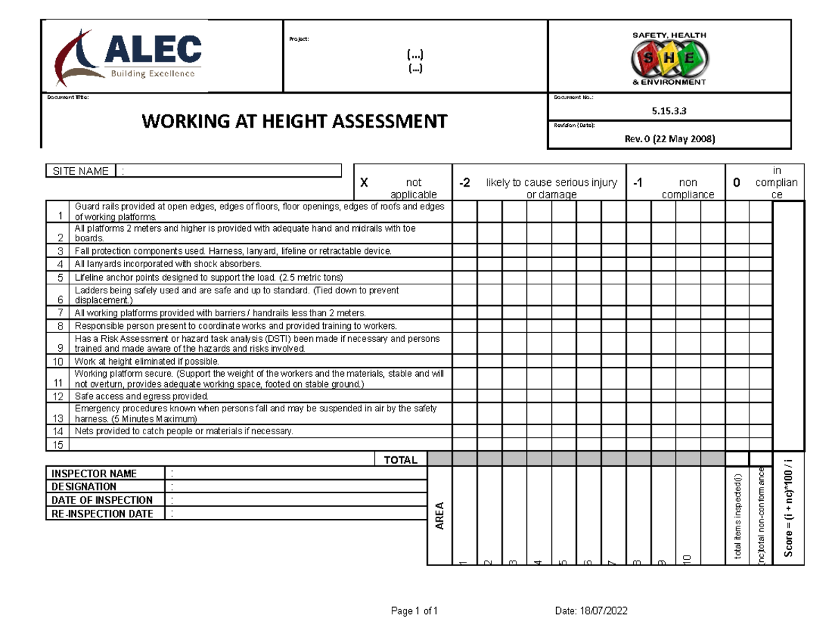 5.15.3.3 Working at Heights - Project: (...) (...) Document Title ...
