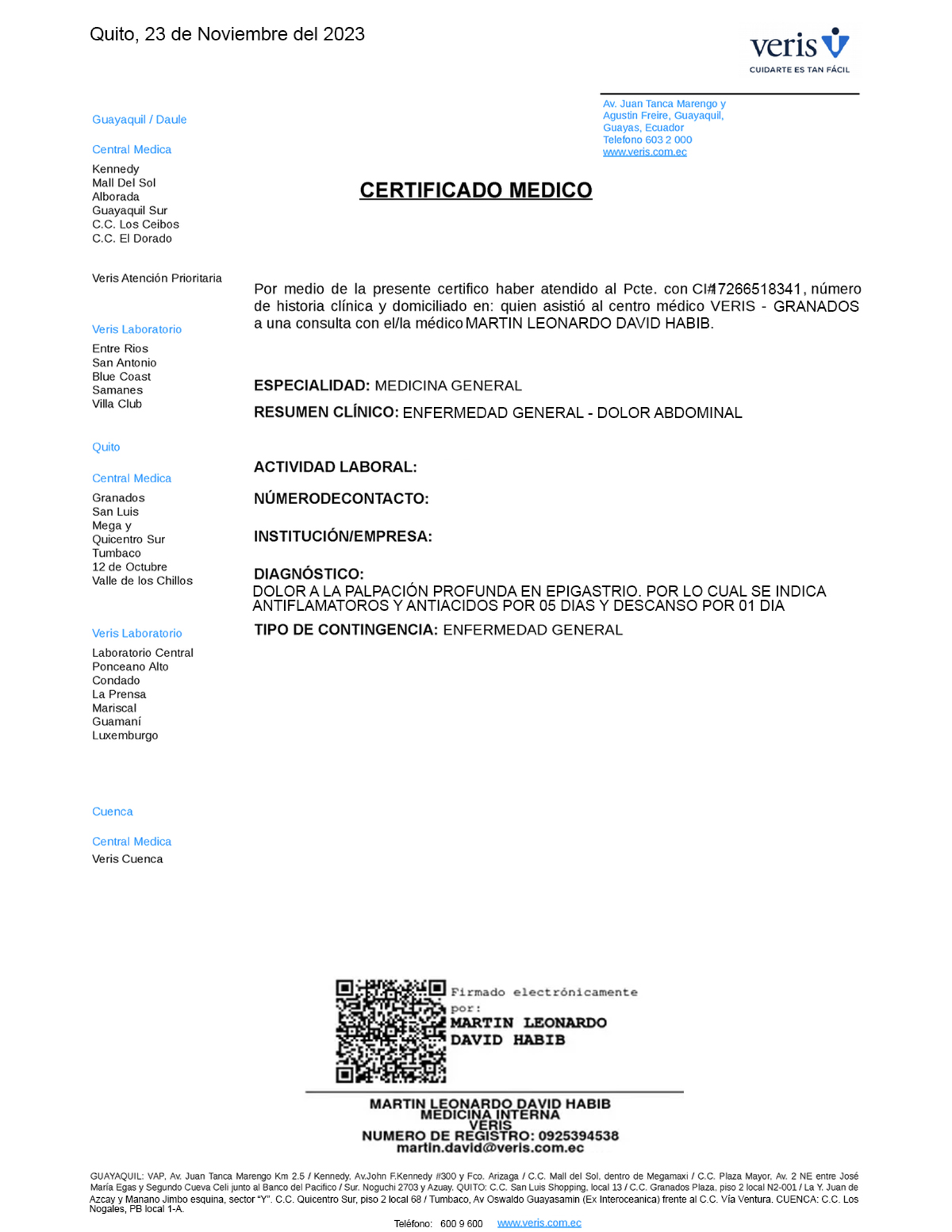 Certificado Medico (2024 03 20 14 41 43 UTC) - Quito, 23 de Noviembre ...
