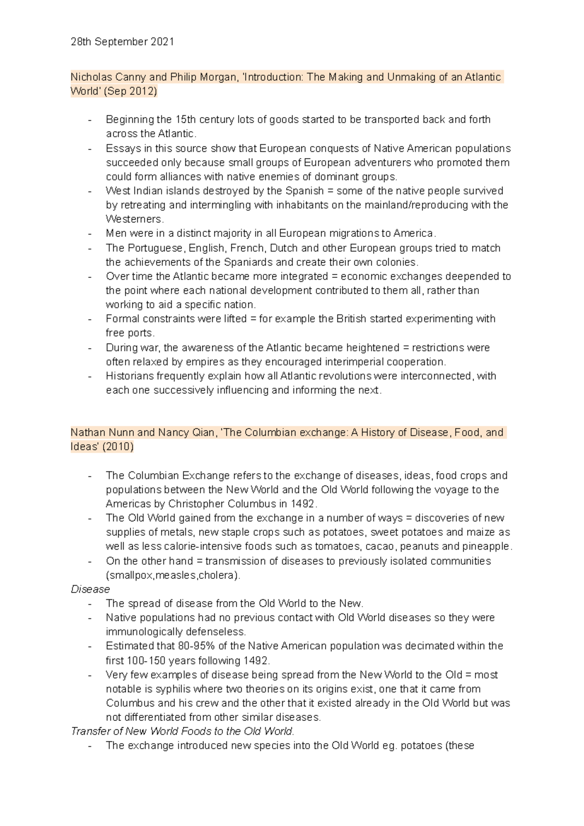 Introduction to Atlantic Worlds - 28th September 2021 Nicholas Canny ...