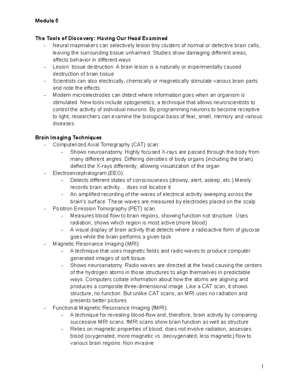 Psychology Module 5 - Module 5 The Tools of Discovery: Having Our Head ...