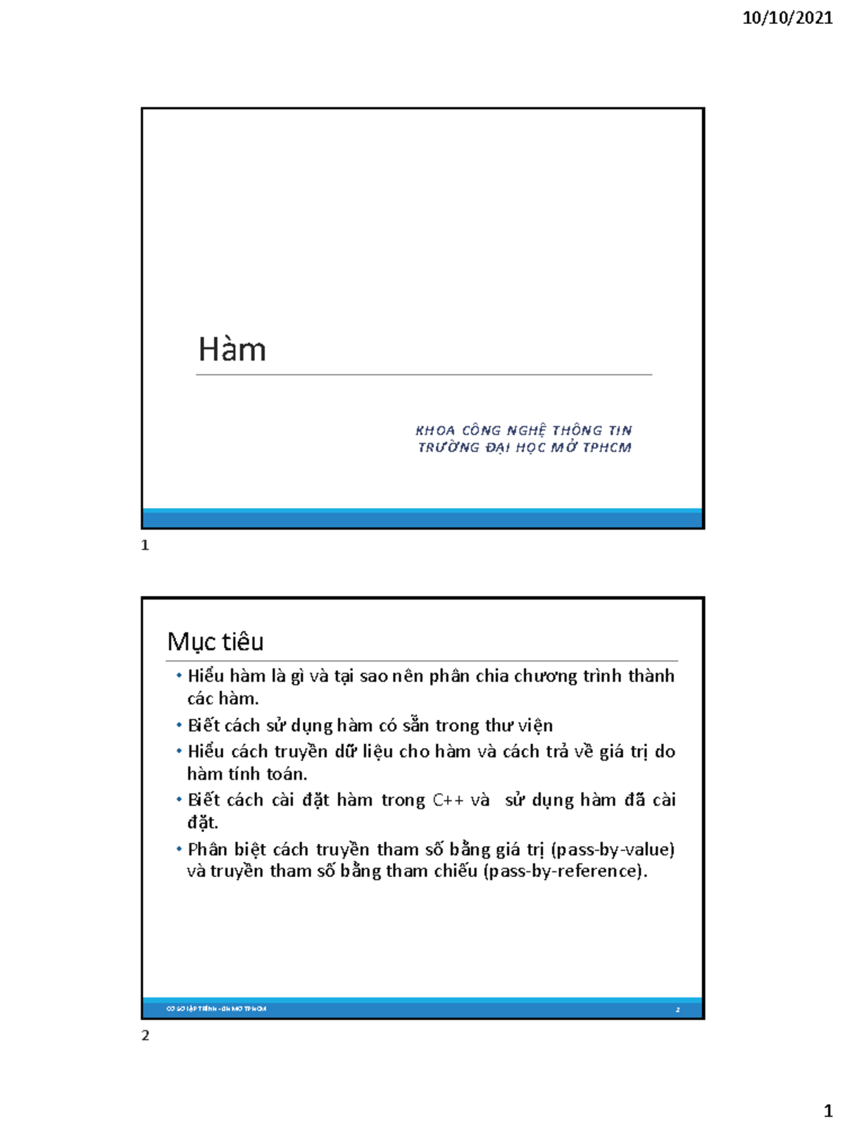 CSLT Ch4 2122 - ktlt - Hàm K H OA CÔ N G N G H Ệ T H Ô N G T I N T R ƯỜ N G ĐẠI H Ọ C M Ở T P H ...