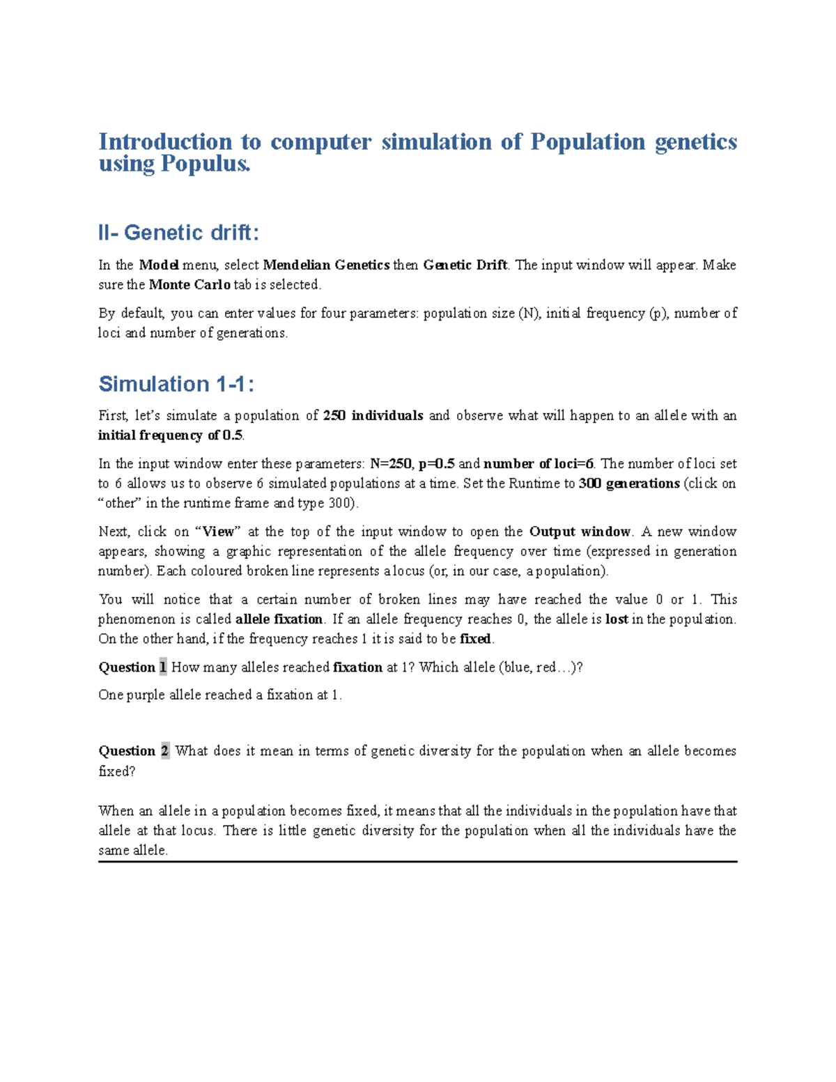 Populus - Bio 1130 lab - Introduction to computer simulation of ...