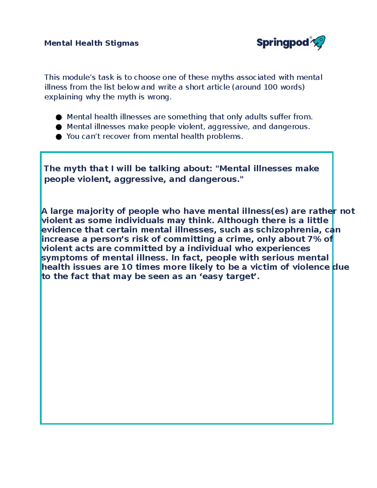 Activity Mental Health Stigmas 210707163707-230202-104759 - Mental ...