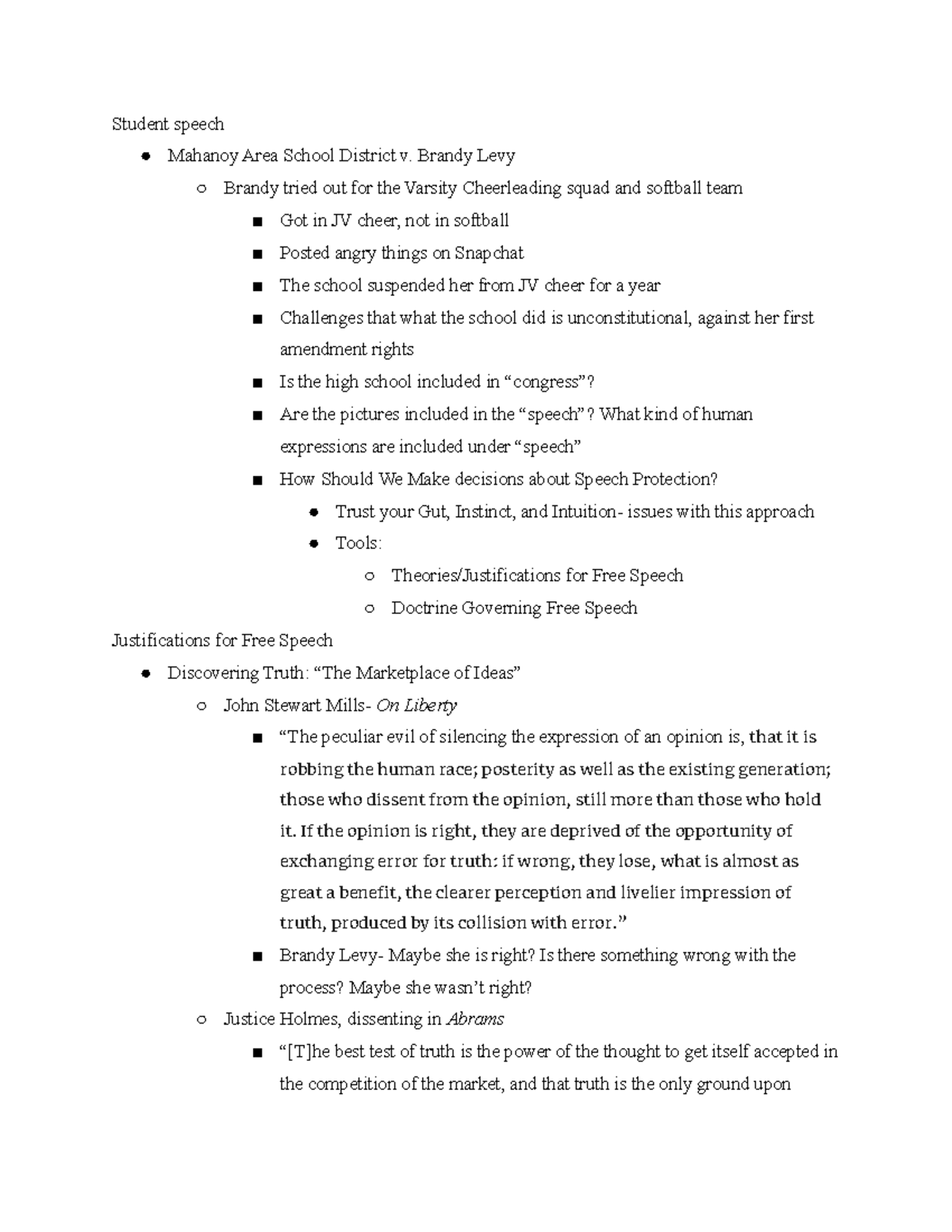 Free speech and student speech - Student speech Mahanoy Area School ...