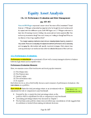 Equity Asset Analysis Ch. 7 Note - Equity Asset Analysis Ch. 7: Stock ...