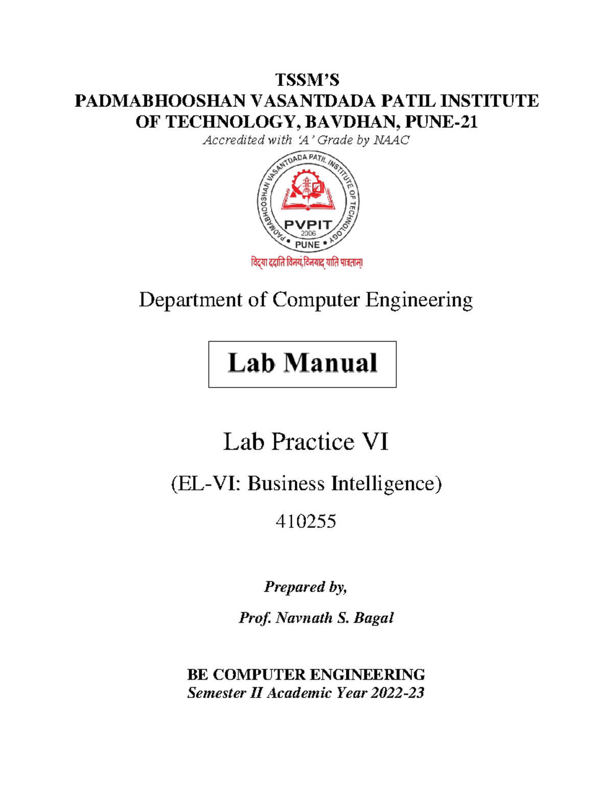 Lab Manual BI 2022-23 - TSSM’S PADMABHOOSHAN VASANTDADA PATIL INSTITUTE ...