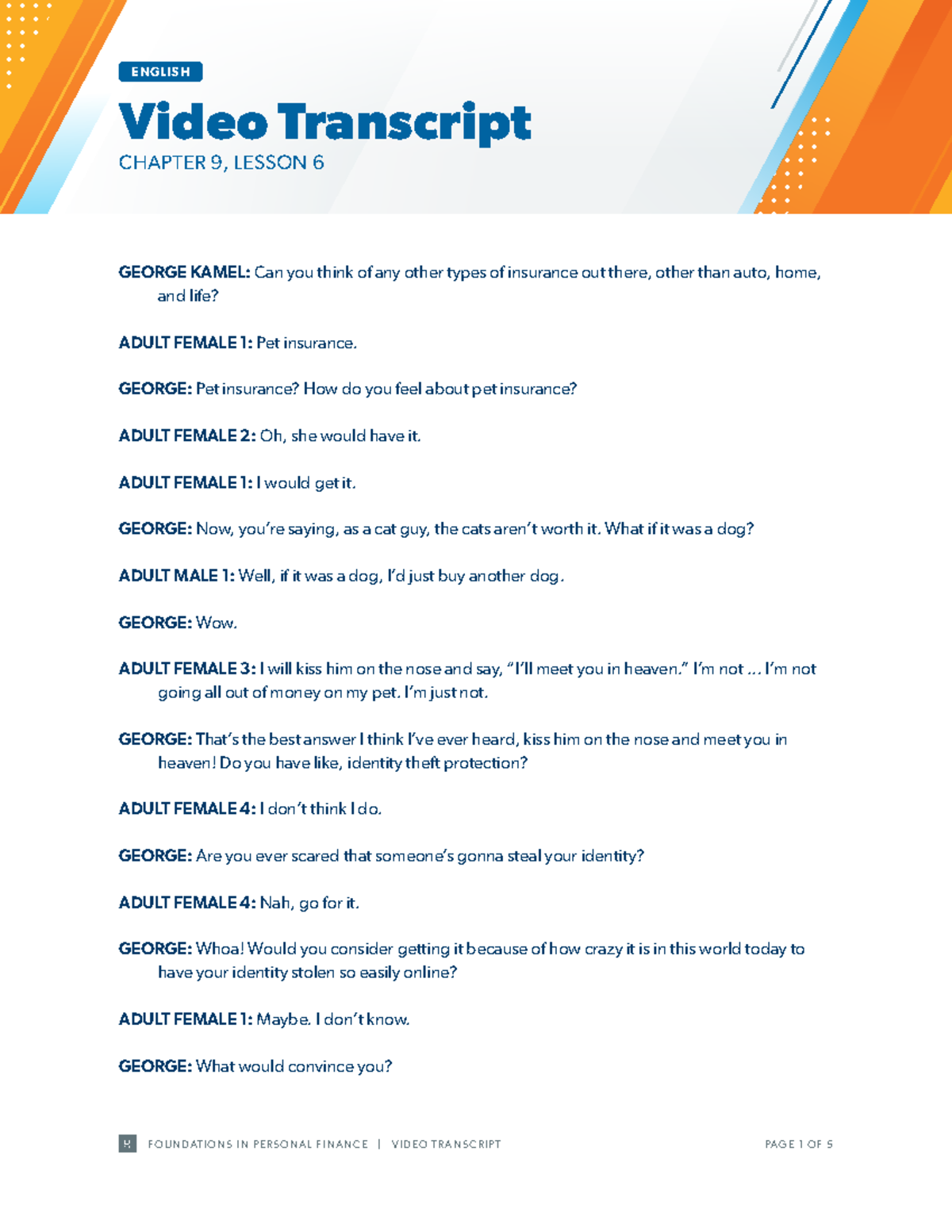 Transcript Eng Ch09 L06 - ENGLISH Video Transcript CHAPTER 9, LESSON 6 GEORGE KAMEL: Can you ...