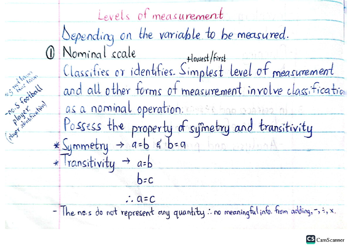 Levels of measurement in statistics - Quantity Surveying - UoN - Studocu