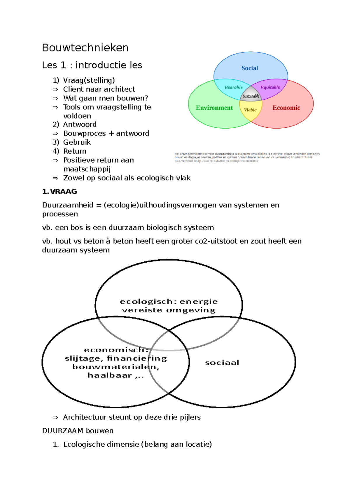 Samenvatting bouwtechniek 1-6 - Bouwtechnieken Les 1 : introductie les ...