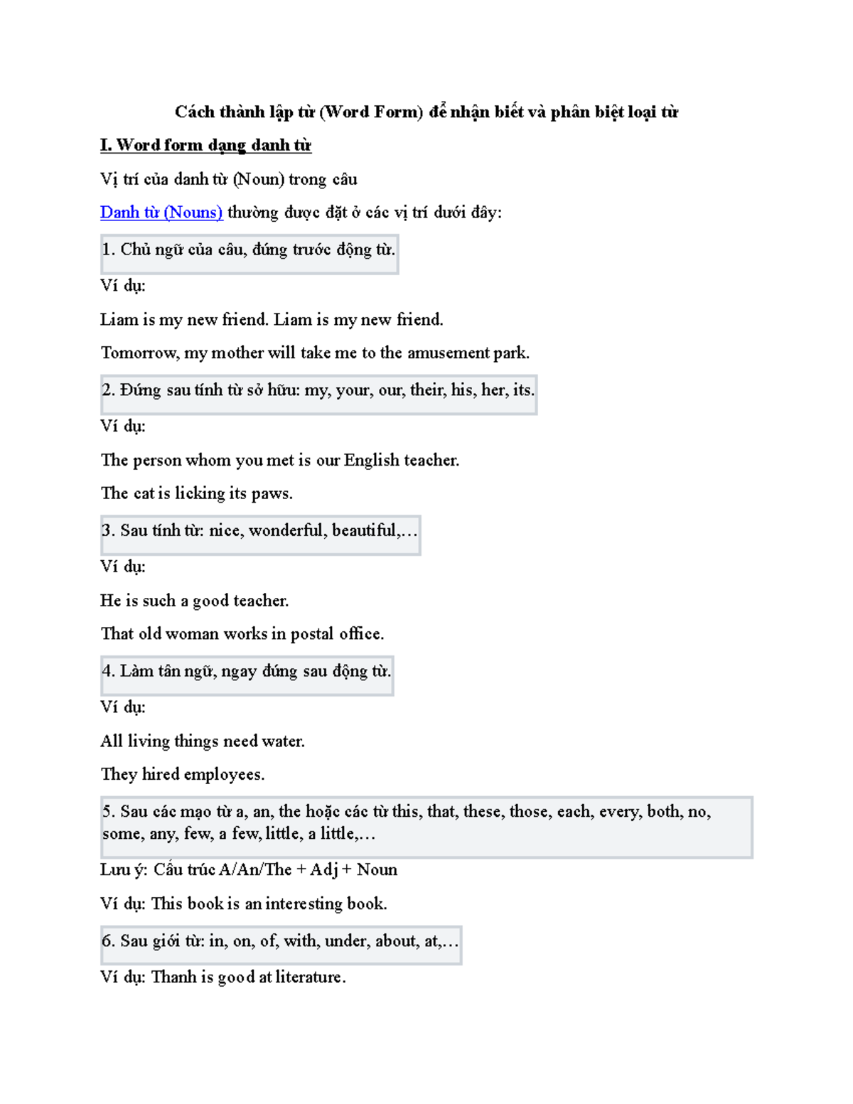 Word form n rewrite - Cách thành lập từ (Word Form) để nhận biết và ...