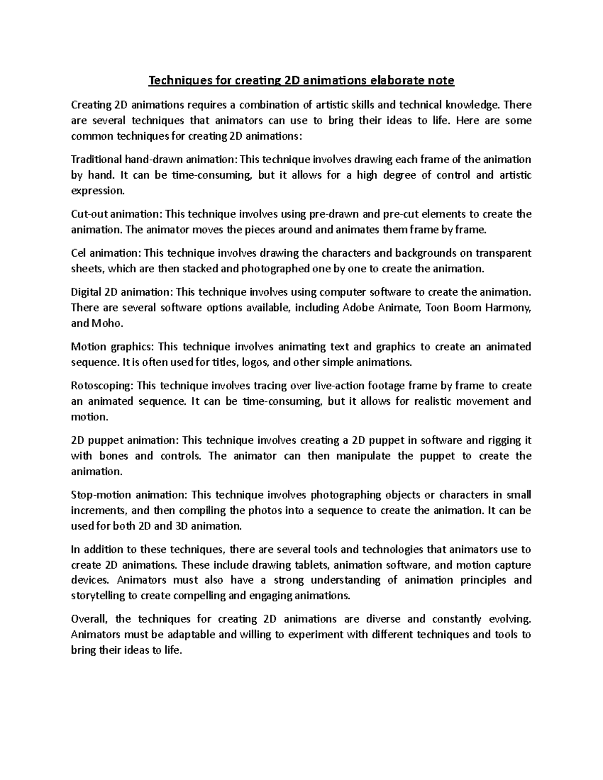 The principles of animation in 2D - Techniques for creating 2D ...