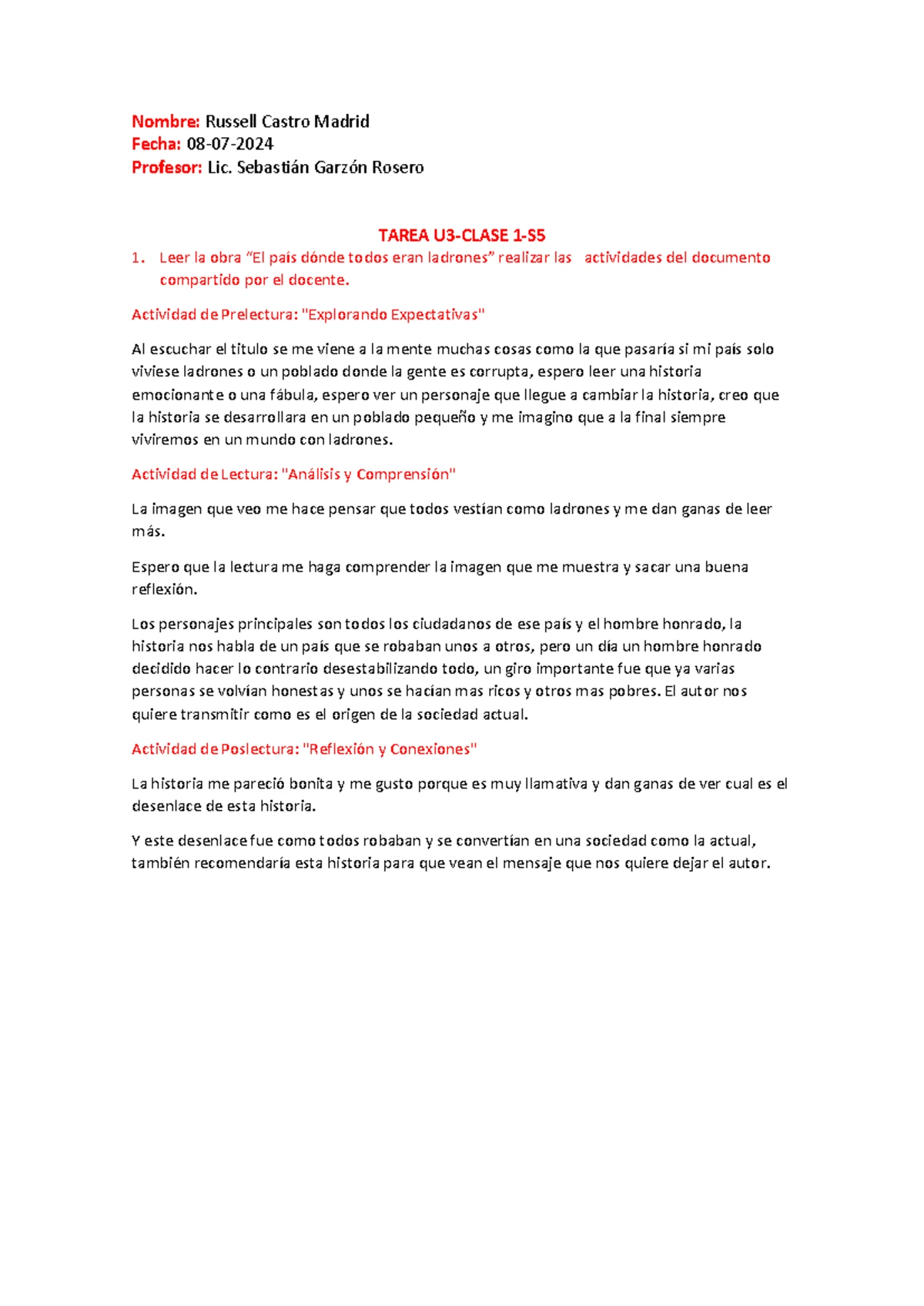 Actividad 20 de junio - tarea - Nombre: Russell Castro Madrid FCQ-N- 01 ...