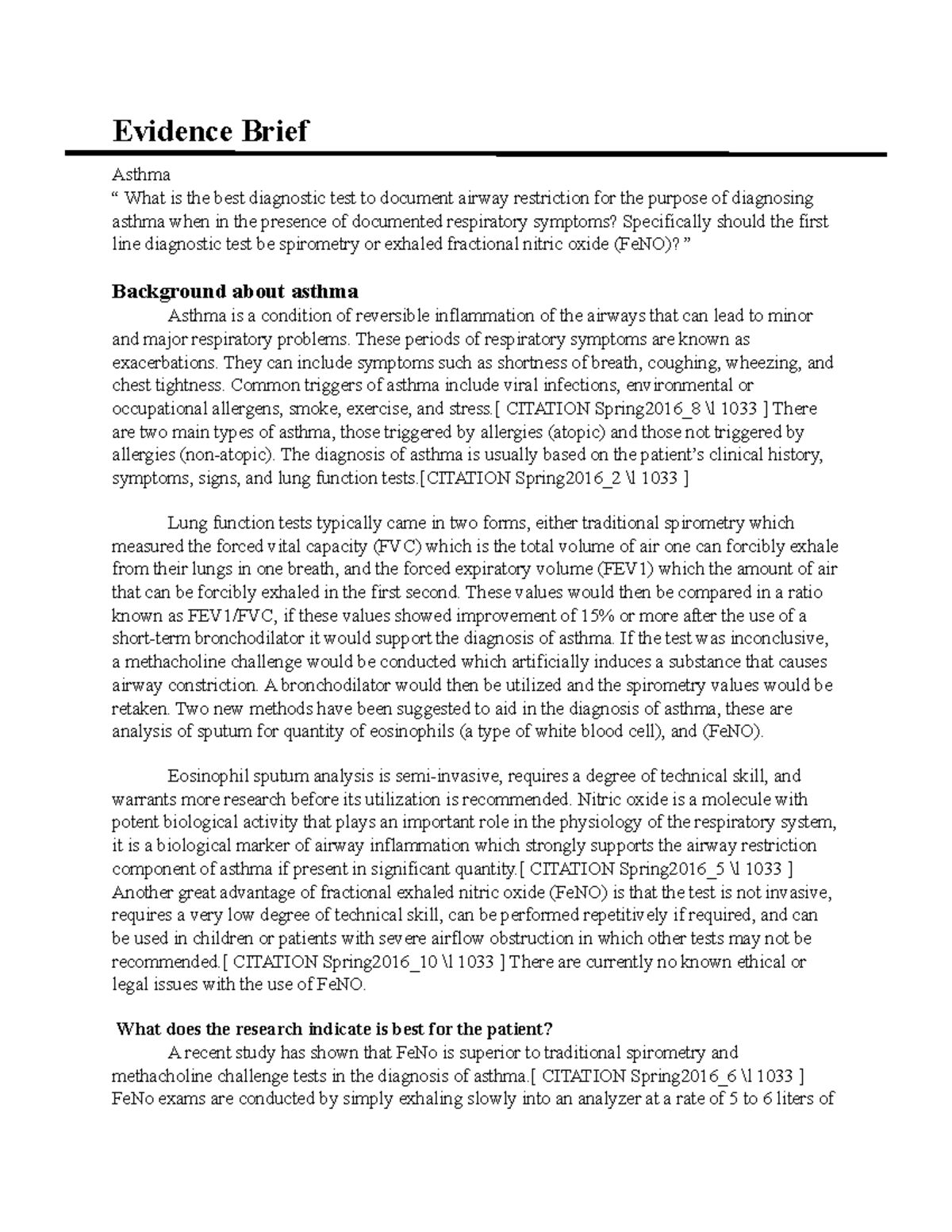Evidence lay guidelines - Evidence Brief Asthma What is the best ...