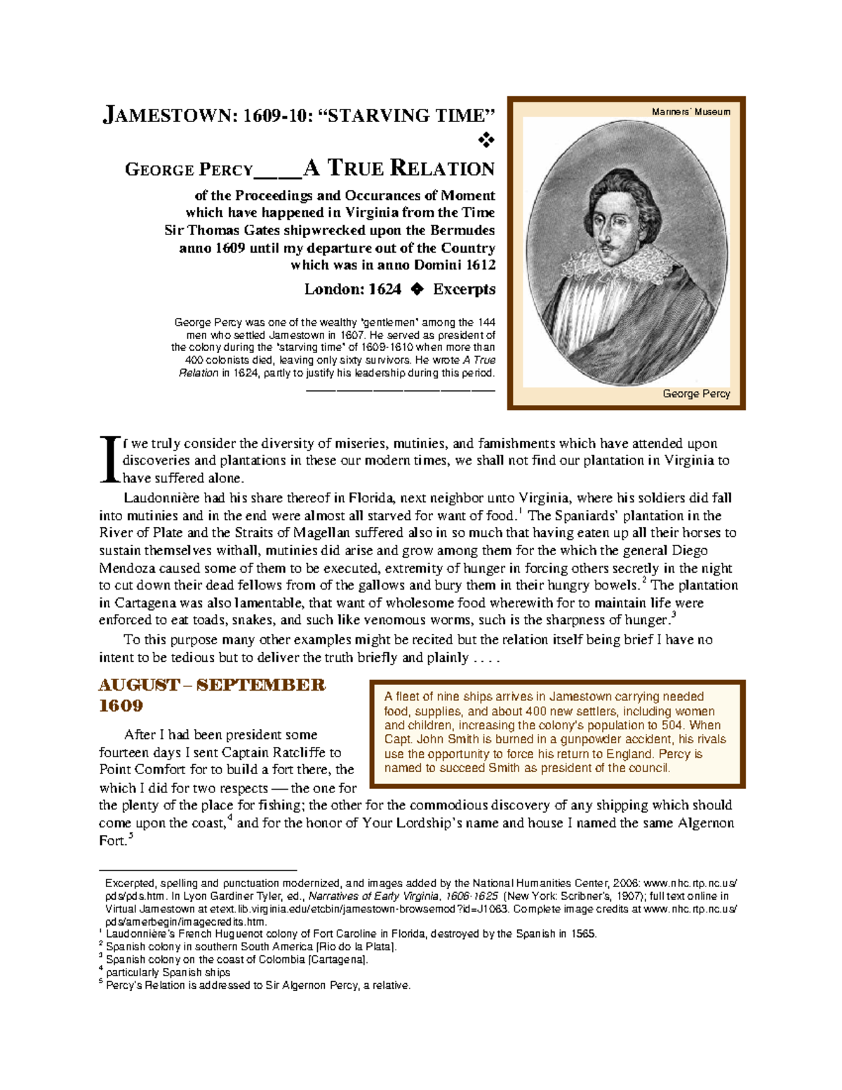 Starving Time - JAMESTOWN: 1609-10: “STARVING TIME” Mariners’ Museum ...