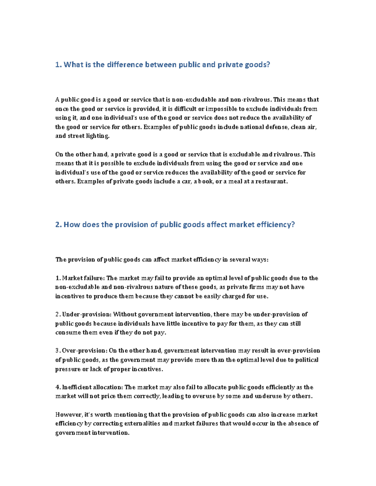 Public and Institutional Economics 1 - 1. What is the difference ...