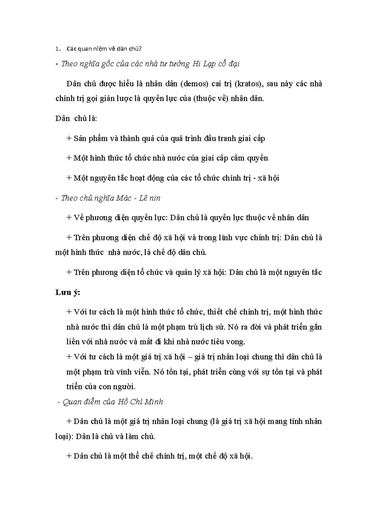 Các quan niệm về dân chủ - Tư tưởng - Các quan ni m vềề dân ch ?ệ ủ Theo nghĩa gốc của các nhà ...