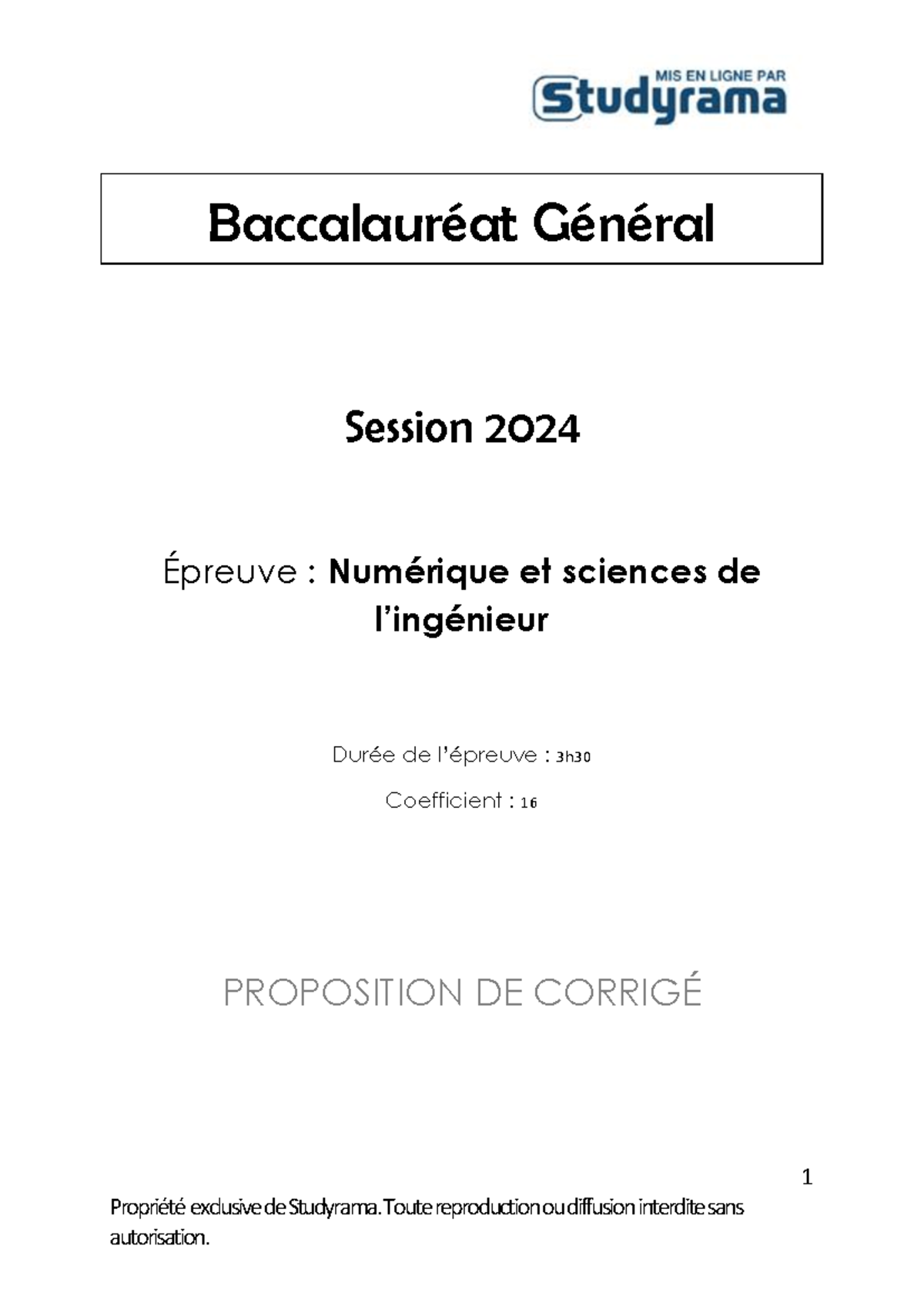 Extrait plus corrige NSI Bac 2024 19 juin - 1 Propriété exclusive de Studyrama. Toute ...