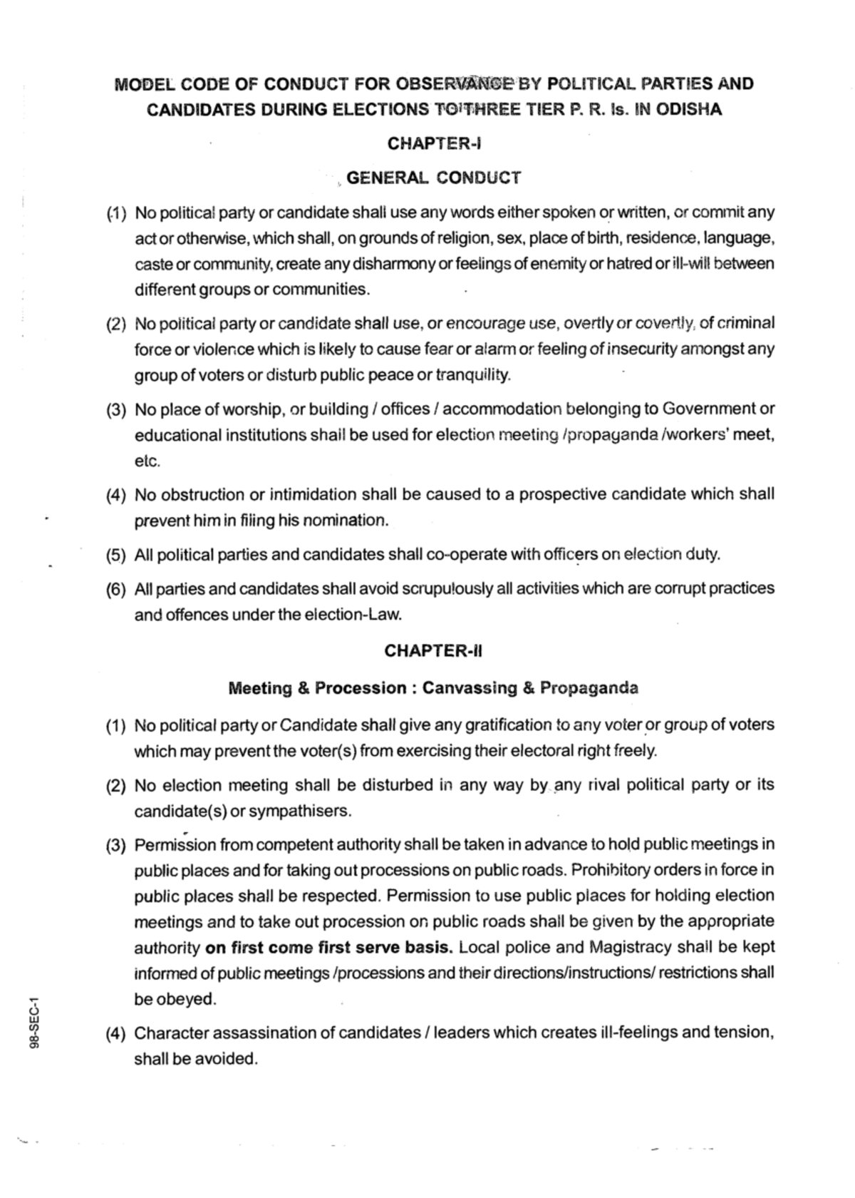 Model CODE OF Conduct PRI - 98-SEC- MOSEL CODE OF CONDUCT FOR O B S E R ...