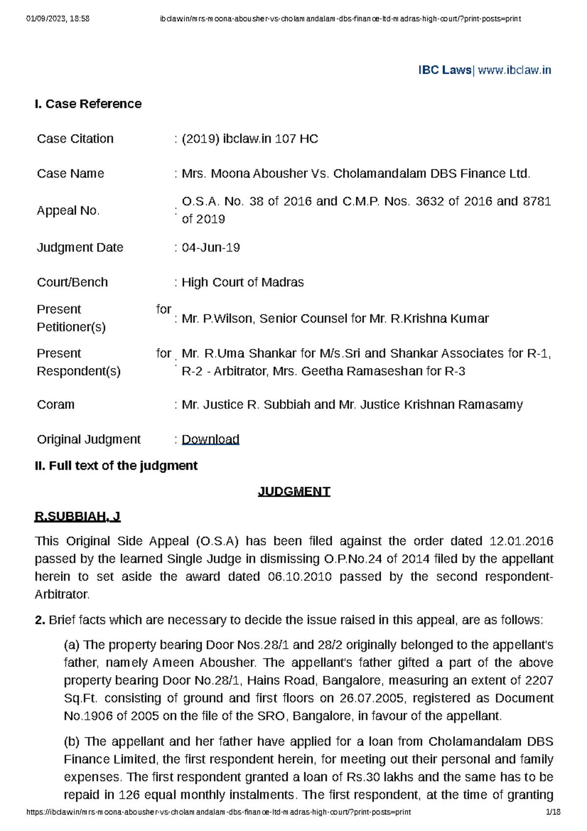 Ibclaw - IBC Laws| ibclaw I. Case Reference Case Citation : (2019 ...
