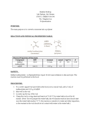 Lab 6 - Lab 6 report: Oxidation of Alcohol and IR Spectroscopy - Madison McGinnis with Lab ...