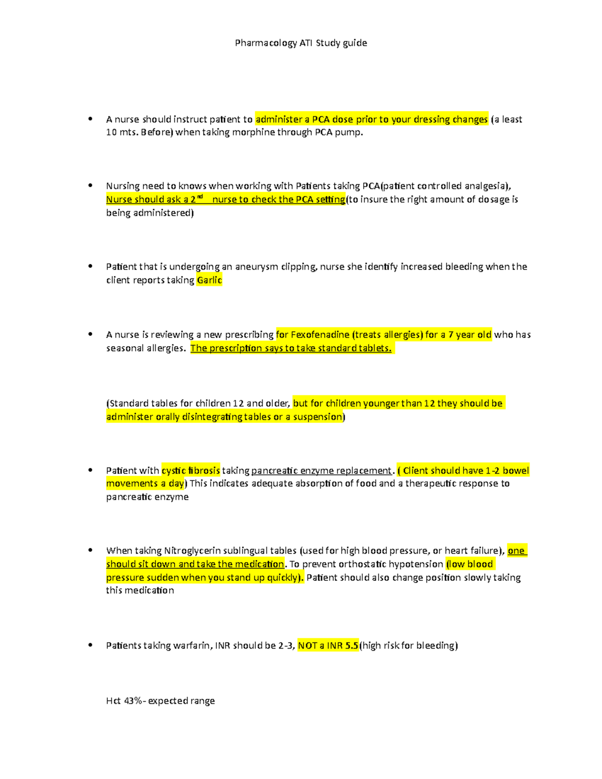 Pharmocology ATI Study Guide - A nurse should instruct patient to ...