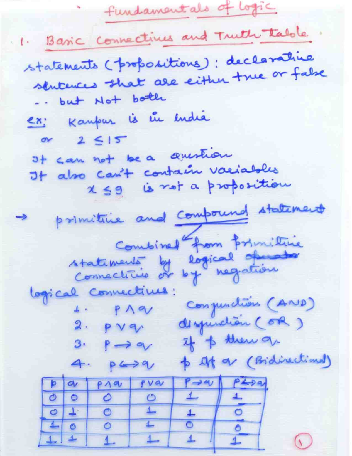 Formal 282%29 - notes - . fundamentals of logic 1. Basic connectives ...